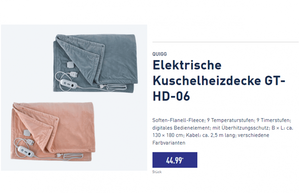 Heizdecke Lidl 2022